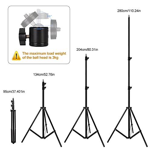 Heavy Duty Light Stand 9.5 Feet/2.8 Meters Adjustable Spring Cushioned Metal Photography Tripod Stand for Photo Studio Speedlight, Ring Light, Photographic Equipments Thickening Flash Stand