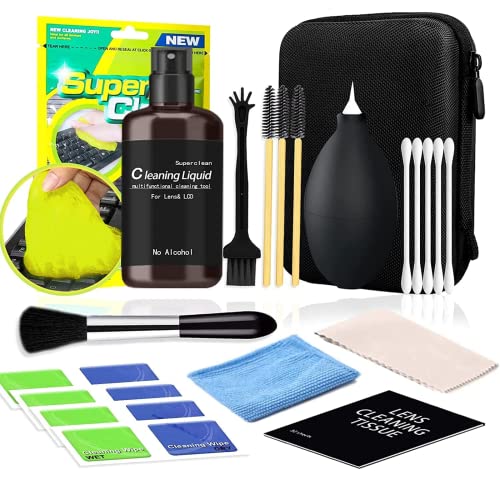 Cleaning Kit for Laptop,PC TV Screen Microfiber Cleaning Cloth Swabs & Case for Electronic Devices, Camera Lens Cleaning, with Storage Box (12Pcs)