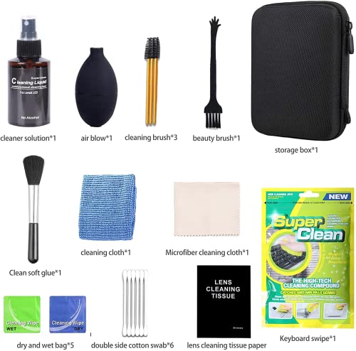 Cleaning Kit for Laptop,PC TV Screen Microfiber Cleaning Cloth Swabs & Case for Electronic Devices, Camera Lens Cleaning, with Storage Box (12Pcs)