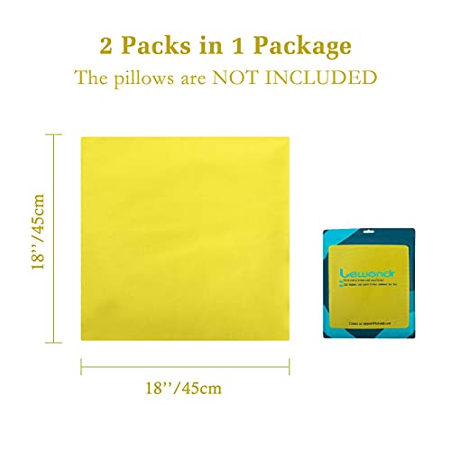 Lewondr Waterproof Outdoor Throw Pillow Cover, 2 Pack Solid PU Coating Throw Pillow Case UV Protection Garden Cushion Cover for Patio Sofa Couch Balcony 18"x18"(45x45cm) - Yellow