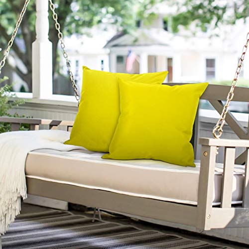 Lewondr Waterproof Outdoor Throw Pillow Cover, 2 Pack Solid PU Coating Throw Pillow Case UV Protection Garden Cushion Cover for Patio Sofa Couch Balcony 18"x18"(45x45cm) - Yellow