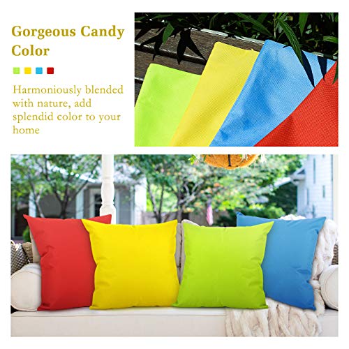 Lewondr Waterproof Outdoor Throw Pillow Cover, 2 Pack Solid PU Coating Throw Pillow Case UV Protection Garden Cushion Cover for Patio Sofa Couch Balcony 18"x18"(45x45cm) - Yellow