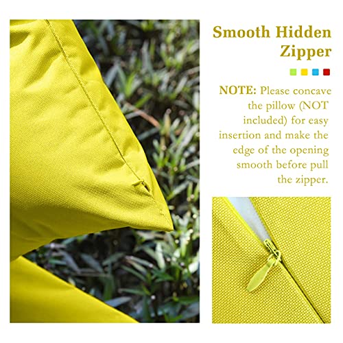 Lewondr Waterproof Outdoor Throw Pillow Cover, 2 Pack Solid PU Coating Throw Pillow Case UV Protection Garden Cushion Cover for Patio Sofa Couch Balcony 18"x18"(45x45cm) - Yellow