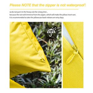 Lewondr Waterproof Outdoor Throw Pillow Cover, 2 Pack Solid PU Coating Throw Pillow Case UV Protection Garden Cushion Cover for Patio Sofa Couch Balcony 18"x18"(45x45cm) - Yellow