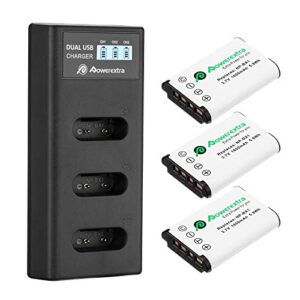 powerextra np-bx1 battery 3 pack and 3-channel usb charger for sony np-bx1 and sony cyber-shot dsc-rx100, dsc-rx100 ii, dsc-rx100m ii, dsc-rx100 iii, dsc-rx100 iv, dsc-rx100 v/vii, zv-1