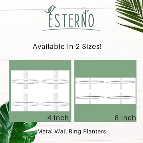 Esterno Metal Wall Ring Planters (8-Inch, White); Wall-Mounted Garden Pot Holders