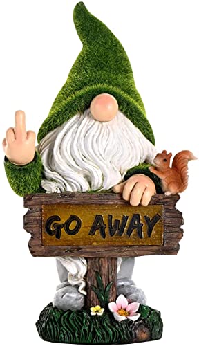 ASAWASA Gnomes Decorations for Yard with Solar LED Light,Large Outdoor Funny Garden Lawn Gnome Decor(Tall 11.8 Inches)