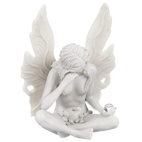 Design Toscano Gazing Secret Garden Fairy Statue, 10 Inch, Polyresin, Antique Stone