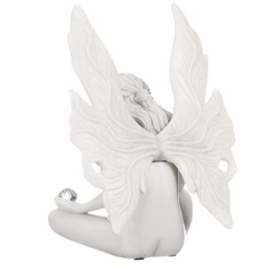 Design Toscano Gazing Secret Garden Fairy Statue, 10 Inch, Polyresin, Antique Stone