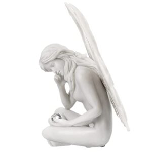 Design Toscano Gazing Secret Garden Fairy Statue, 10 Inch, Polyresin, Antique Stone