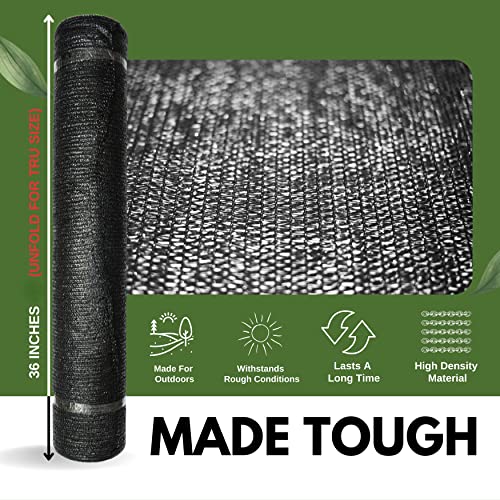 WindscreenSupplyCo 5'10" x 100 ft 60% Shade Cloth Roll for Covering Garden, Greenhouse, Patio, Canopy (Black)