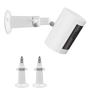 (metal 2 pack) 360 degrees adjustable security wall mount for ring stick up cam/ring indoor cam/wyze cam/eufy cam/arlo cameras, fits all cameras with standard 1/4 threaded holes-white