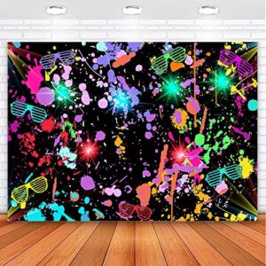 avezano neon glow in the dark backdrop paint splatter graffiti glow party 80s 90s themed birthday background colorful neon party birthday backdrops photo studio props (7×5)