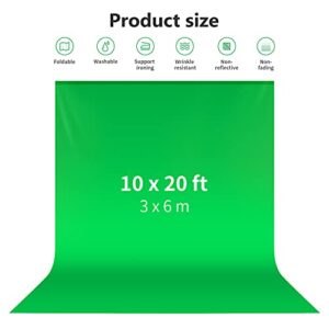 Neewer 10x20 ft/3x6 Meters Photography Backdrop Background, Green Chromakey Muslin Background Screen for Photo Video Studio, Zoom, YouTube, Gaming (Background Only)