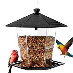 jealoeur bird feeders for outside bird feeder, with a latch feature,retractable bird feeder, wild bird seed for outside feeders for outside and garden decoration yard for bird watchers (black)