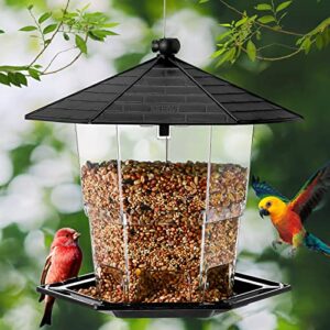 Jealoeur Bird Feeders for Outside Bird Feeder, with a Latch Feature,Retractable Bird Feeder, Wild Bird Seed for Outside Feeders for Outside and Garden Decoration Yard for Bird Watchers (Black)