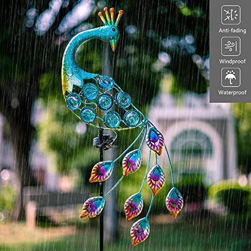 Solar Garden Lights Outdoor, Garden Solar Lights Pathway Outdoor, Solar Garden Lights Metal Peacock Garden Stake, for Pathway Walkway Lawn Patio Yard Garden Decorations