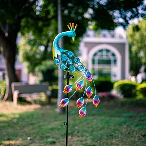 Solar Garden Lights Outdoor, Garden Solar Lights Pathway Outdoor, Solar Garden Lights Metal Peacock Garden Stake, for Pathway Walkway Lawn Patio Yard Garden Decorations