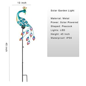 Solar Garden Lights Outdoor, Garden Solar Lights Pathway Outdoor, Solar Garden Lights Metal Peacock Garden Stake, for Pathway Walkway Lawn Patio Yard Garden Decorations