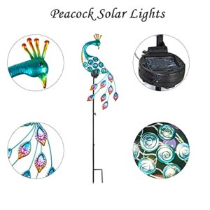 Solar Garden Lights Outdoor, Garden Solar Lights Pathway Outdoor, Solar Garden Lights Metal Peacock Garden Stake, for Pathway Walkway Lawn Patio Yard Garden Decorations