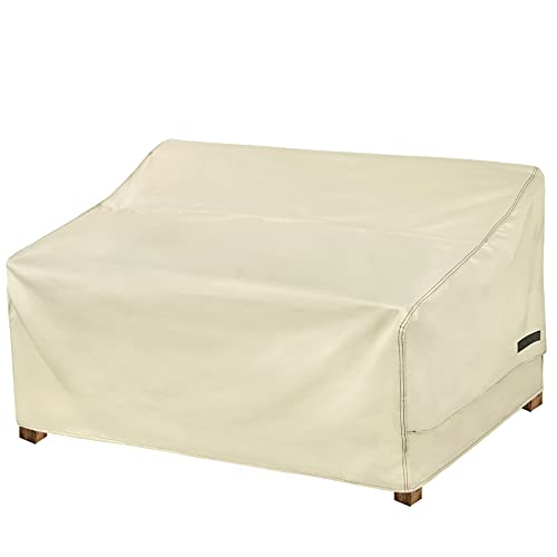 NettyPro Outdoor Sofa Cover Waterproof 3-Seater Patio Couch Cover, Patio Furniture Deep Lounge Sofa Covers with Air Vent and Handle, 88" W x 38" D x 35" H, Beige