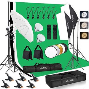 [upgraded led bulb] photography lighting kit 8.5x10ft backdrop support system and led softbox set, 6400k bulbs, umbrella, video studio continuous lighting kit for photo studio, and video shooting