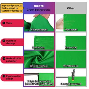 YAYOYA Green Screen Backdrop with Stand Kit 5x6.5ft, Portable Chromakey Green Screen Stand with Carrying Bag and 5 Spring Clamps, Greenscreen T-Shaped Background Stand for Streaming,Video Gaming,Zoom