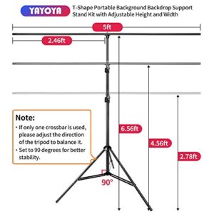 YAYOYA Green Screen Backdrop with Stand Kit 5x6.5ft, Portable Chromakey Green Screen Stand with Carrying Bag and 5 Spring Clamps, Greenscreen T-Shaped Background Stand for Streaming,Video Gaming,Zoom