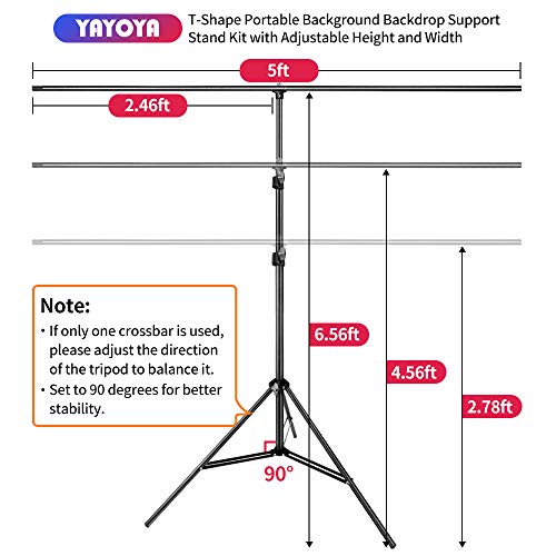 YAYOYA Green Screen Backdrop with Stand Kit 5x6.5ft, Portable Chromakey Green Screen Stand with Carrying Bag and 5 Spring Clamps, Greenscreen T-Shaped Background Stand for Streaming,Video Gaming,Zoom