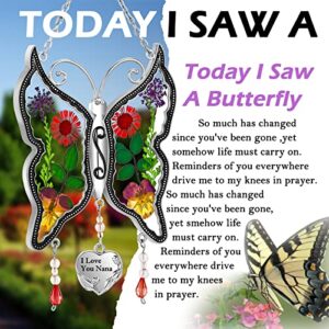 KY&BOSAM Suncatcher Butterfly, I Love You Nana Mother`s Day Nana Gifts, Stained Glass Sun Catcher Hanging Wind Chime Ornament for Window Gift Nana Mother`s Day, Valentine’s,Birthday