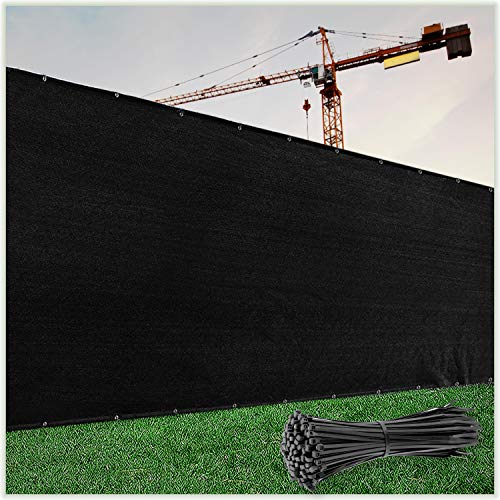 ColourTree 6' x 50' Black Fence Privacy Screen Windscreen Cover Fabric Shade Tarp Netting Mesh Cloth - Commercial Grade 170 GSM - Cable Zip Ties Included - We Make Custom Size