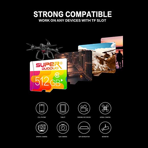 Micro SD Card 512GB Micro Memory SD Cards with A Free SD Card Adapter,TF Card 512GB Memory Card 512GB Fast Speed for Camera/Android Phones