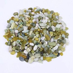 crystal and gemstone rocks for plants, succulents, fairy garden big 3lb bulk bag – 10-15mm natural tumbled crushed jade pebbles for decorating bonsai trees, zen garden, succulent plants