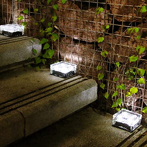 Outside Lights LED Solar Garden Light Brick Ice Cube Solar Lawn Lights Outdoor Decoration Lamp for Stair Pathway Driveway Landscape Yard Patio LanternGAWDI