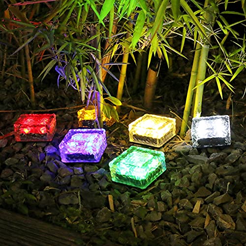 Outside Lights LED Solar Garden Light Brick Ice Cube Solar Lawn Lights Outdoor Decoration Lamp for Stair Pathway Driveway Landscape Yard Patio LanternGAWDI