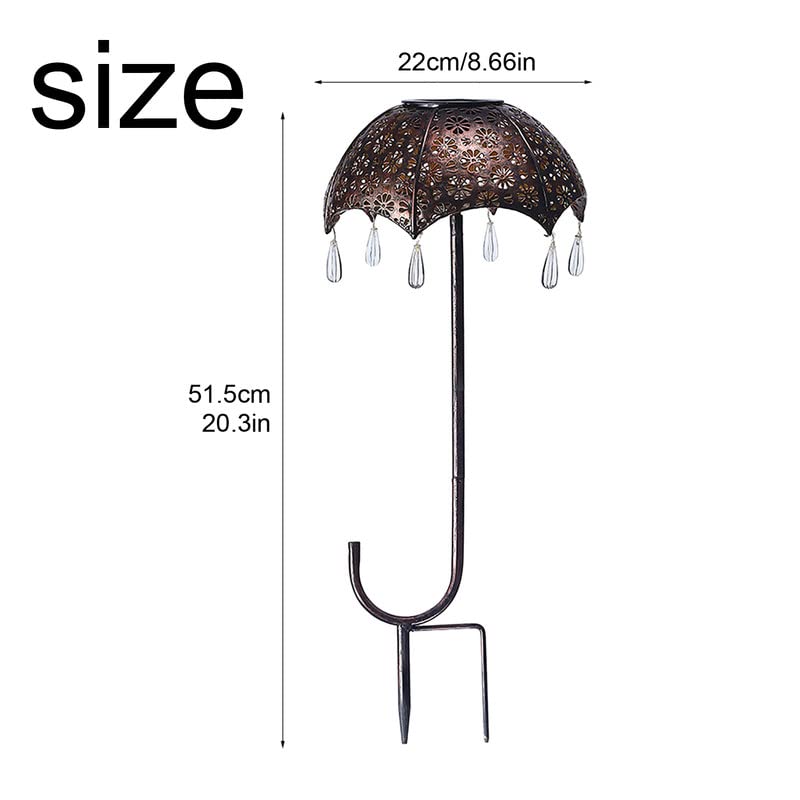 2PCS Solar Garden Lights Umbrella Art Lamp,Outdoor Waterproof Wrought Iron Plug-in Lawn Lamp,Landscape Yard Decor Projection Lighting for Yard Porch Lawn Backyard Landscape