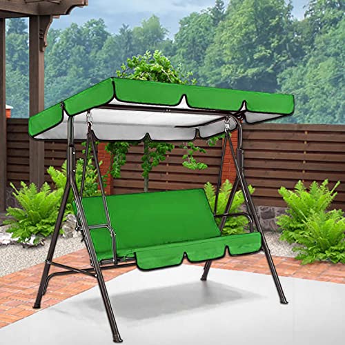 FASESH Swing Canopy Chair Cover Sets Waterproof 3-Seat Outdoor Patio Backrest and Porch Glider Garden Seat Replacement Sunscreen UV Protection Cushion (Green 59.9inch)