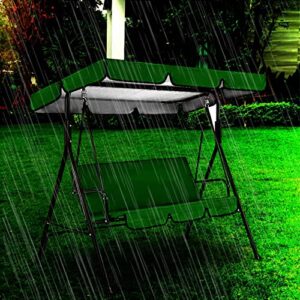 FASESH Swing Canopy Chair Cover Sets Waterproof 3-Seat Outdoor Patio Backrest and Porch Glider Garden Seat Replacement Sunscreen UV Protection Cushion (Green 59.9inch)