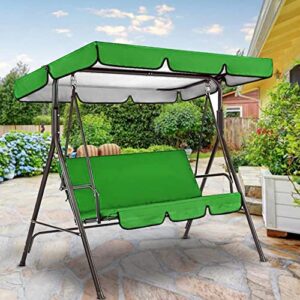 FASESH Swing Canopy Chair Cover Sets Waterproof 3-Seat Outdoor Patio Backrest and Porch Glider Garden Seat Replacement Sunscreen UV Protection Cushion (Green 59.9inch)