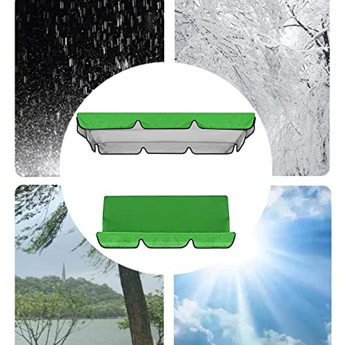 FASESH Swing Canopy Chair Cover Sets Waterproof 3-Seat Outdoor Patio Backrest and Porch Glider Garden Seat Replacement Sunscreen UV Protection Cushion (Green 59.9inch)