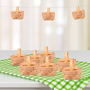 Cabilock 12pcs Mini Woven Picnic Baskets Miniature Wood Baskets Small Craft Basket for Fairy Garden Ornament Dollhouse Decoration