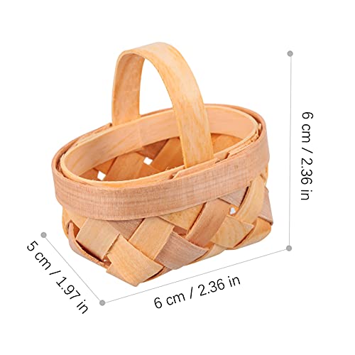 Cabilock 12pcs Mini Woven Picnic Baskets Miniature Wood Baskets Small Craft Basket for Fairy Garden Ornament Dollhouse Decoration