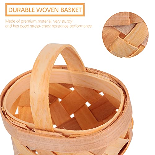 Cabilock 12pcs Mini Woven Picnic Baskets Miniature Wood Baskets Small Craft Basket for Fairy Garden Ornament Dollhouse Decoration