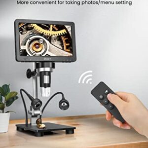 HDMI LCD Digital Microscope with IPS Screen, Dcorn 7" Coin Microscope for Coin Collection Supplies, View Entire Coin,16MP Soldering Microscope with Lights for Adults, 32GB Card Included