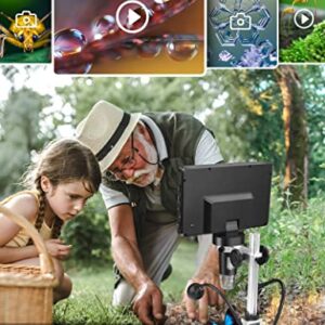 HDMI LCD Digital Microscope with IPS Screen, Dcorn 7" Coin Microscope for Coin Collection Supplies, View Entire Coin,16MP Soldering Microscope with Lights for Adults, 32GB Card Included