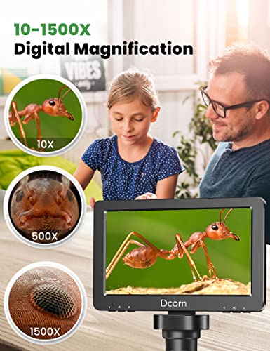 HDMI LCD Digital Microscope with IPS Screen, Dcorn 7" Coin Microscope for Coin Collection Supplies, View Entire Coin,16MP Soldering Microscope with Lights for Adults, 32GB Card Included