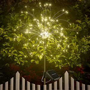 villtak firework solar lights, outdoor chandelier, 180 led starburst lights, 8 modes solar chandelier, diy decorative garden fireworks lamp for gazebo christmas party, warm white, large