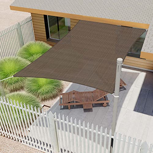 ECOOPTS 22'x22' Sun Shade Sail Rectangle Canopy Cover for Outdoor Patio Pergola Backyard Garden 180GSM HDPE Fabric 95% UV Blockage (Brown)