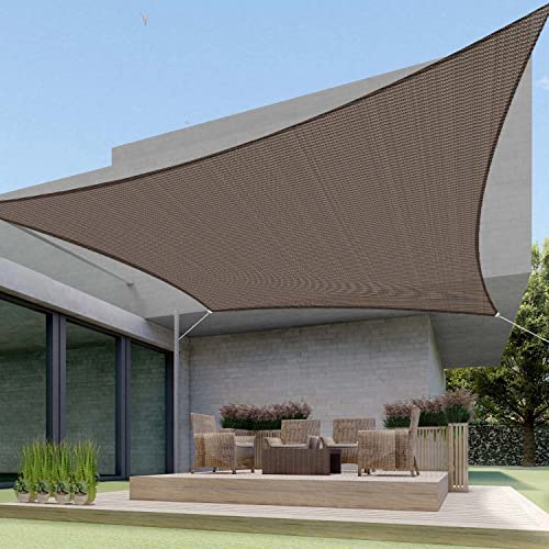 ECOOPTS 22'x22' Sun Shade Sail Rectangle Canopy Cover for Outdoor Patio Pergola Backyard Garden 180GSM HDPE Fabric 95% UV Blockage (Brown)