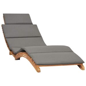 tidyard folding sun lounger with cushion wooden chaise lounge chair outdoor teak wood recliner sunlounger for patio, poolside, balcony, backyard, garden 68.9 x 19.7 x 21.7 inches (l x w x h)